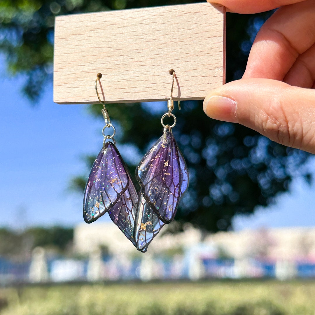Purple Butterfly Wing Earrings,lightweight Butterfly Wing Earrings,wing ...