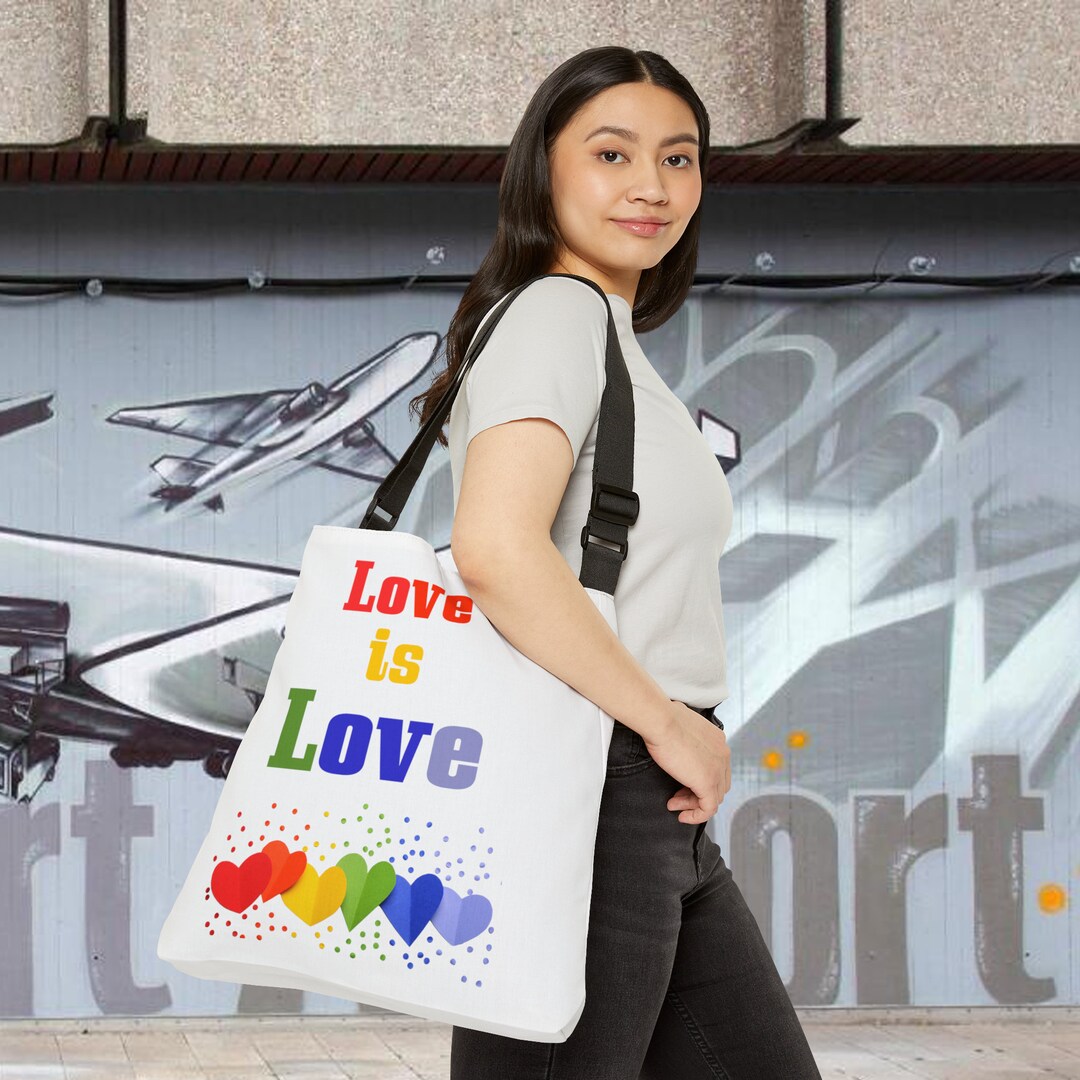 LGBT Tote Bag, Pride Bag, Love is Love LGBT Bag, Rainbow Shopping Bag ...