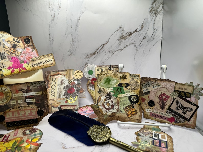 Inspiration & Good Vibes 2, Clusters for Junk Journals, Set of 9, Scrapbooking Ephemera ...