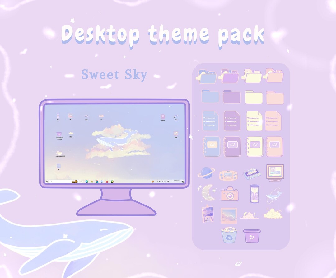 Sweet Sky Desktop Theme Organizer Set | Desktop Wallpaper Set Desktop ...