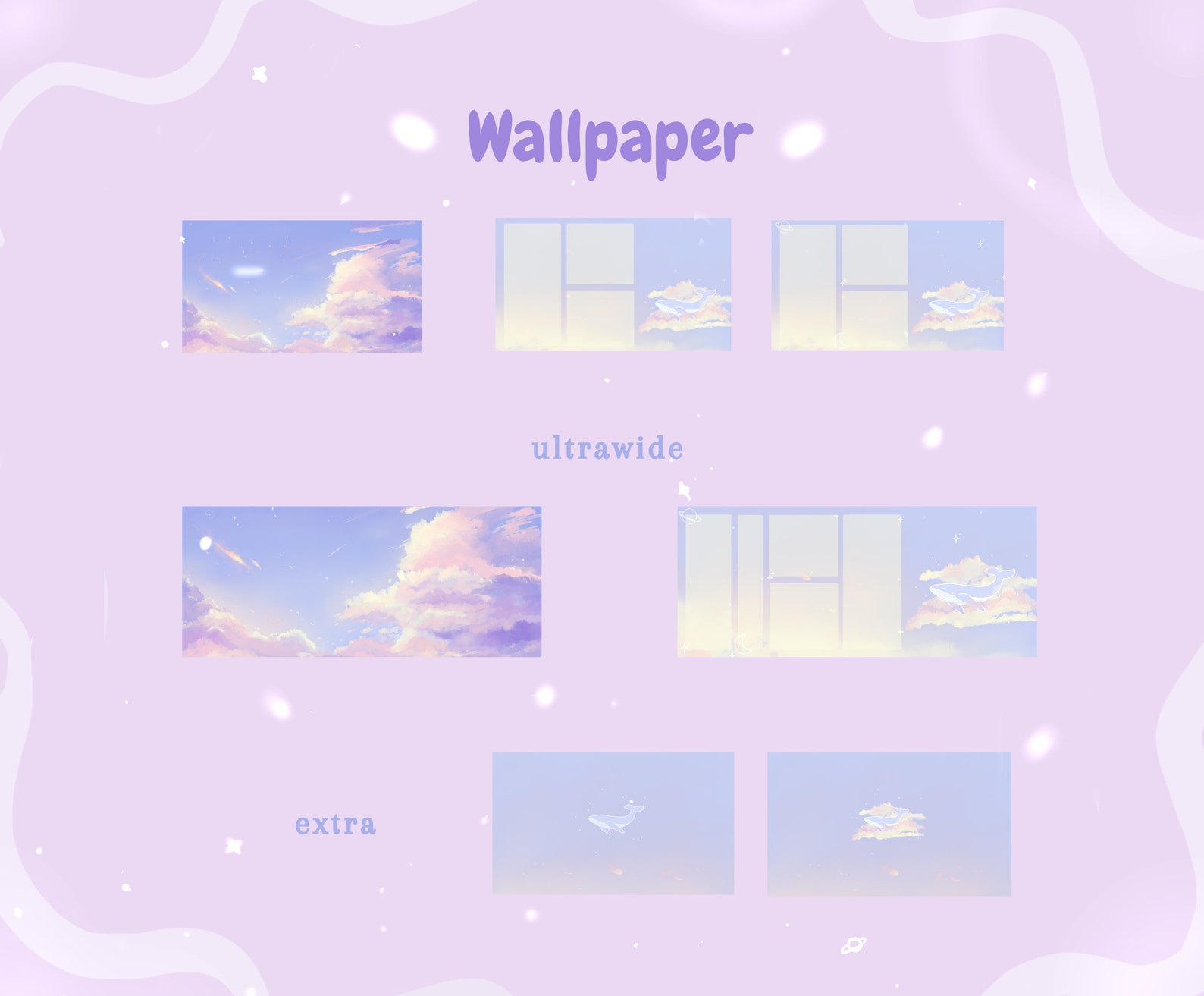 Sweet Sky Desktop Theme Organizer Set Desktop Wallpaper Set Desktop ...