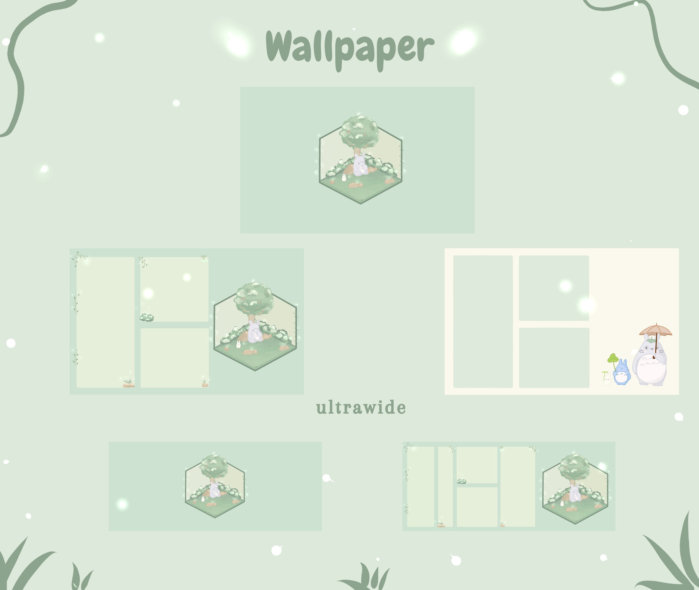 Cute Totoro Desktop Theme Organizer Set Desktop Wallpaper Set Desktop ...