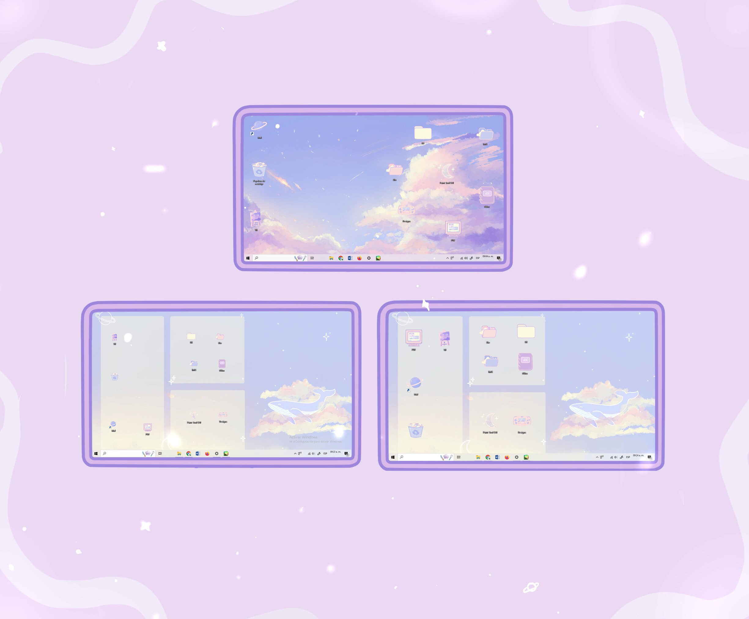 Sweet Sky Desktop Theme Organizer Set Desktop Wallpaper Set Desktop ...