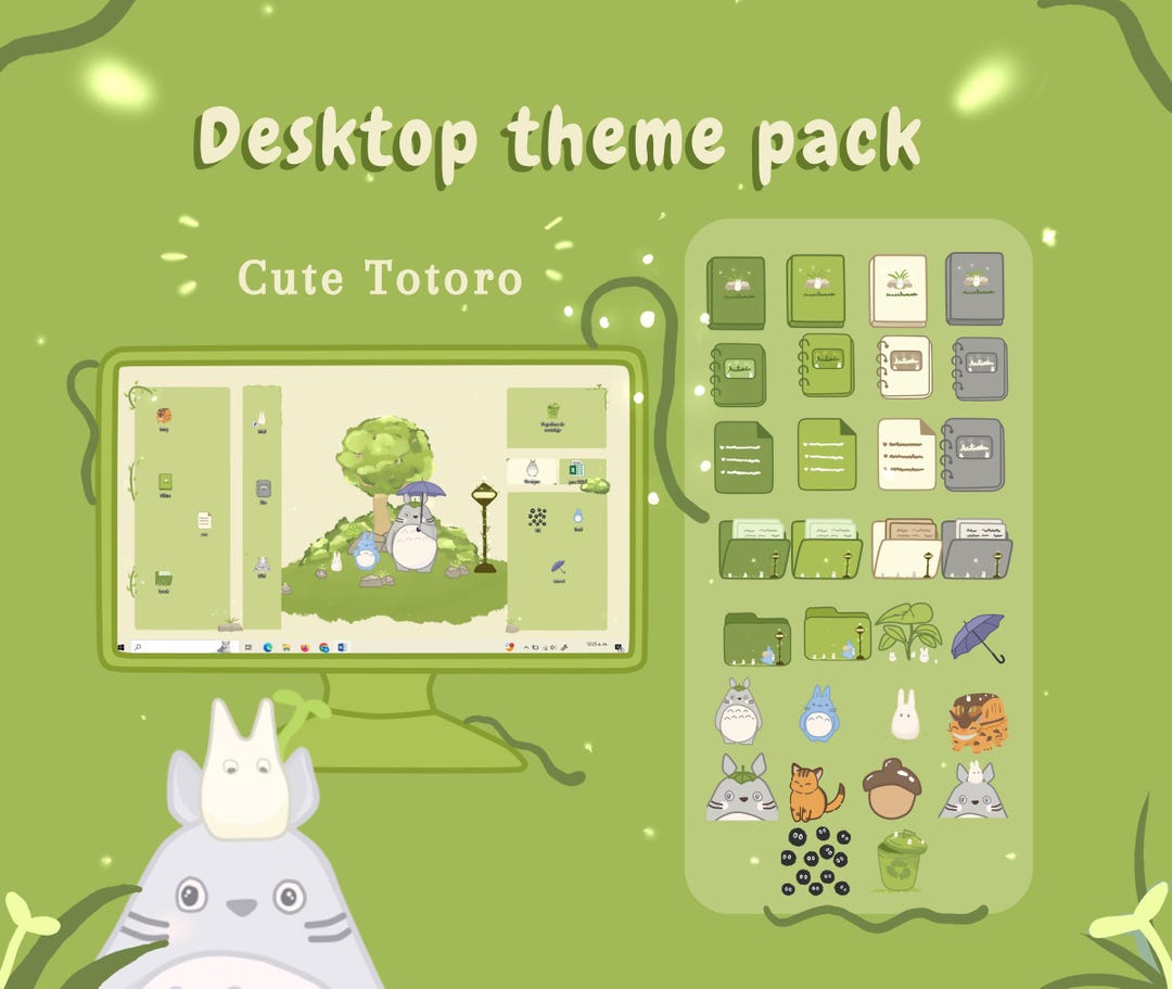 Totoro Desktop Theme Organizer Set Desktop Wallpaper Set Desktop ...
