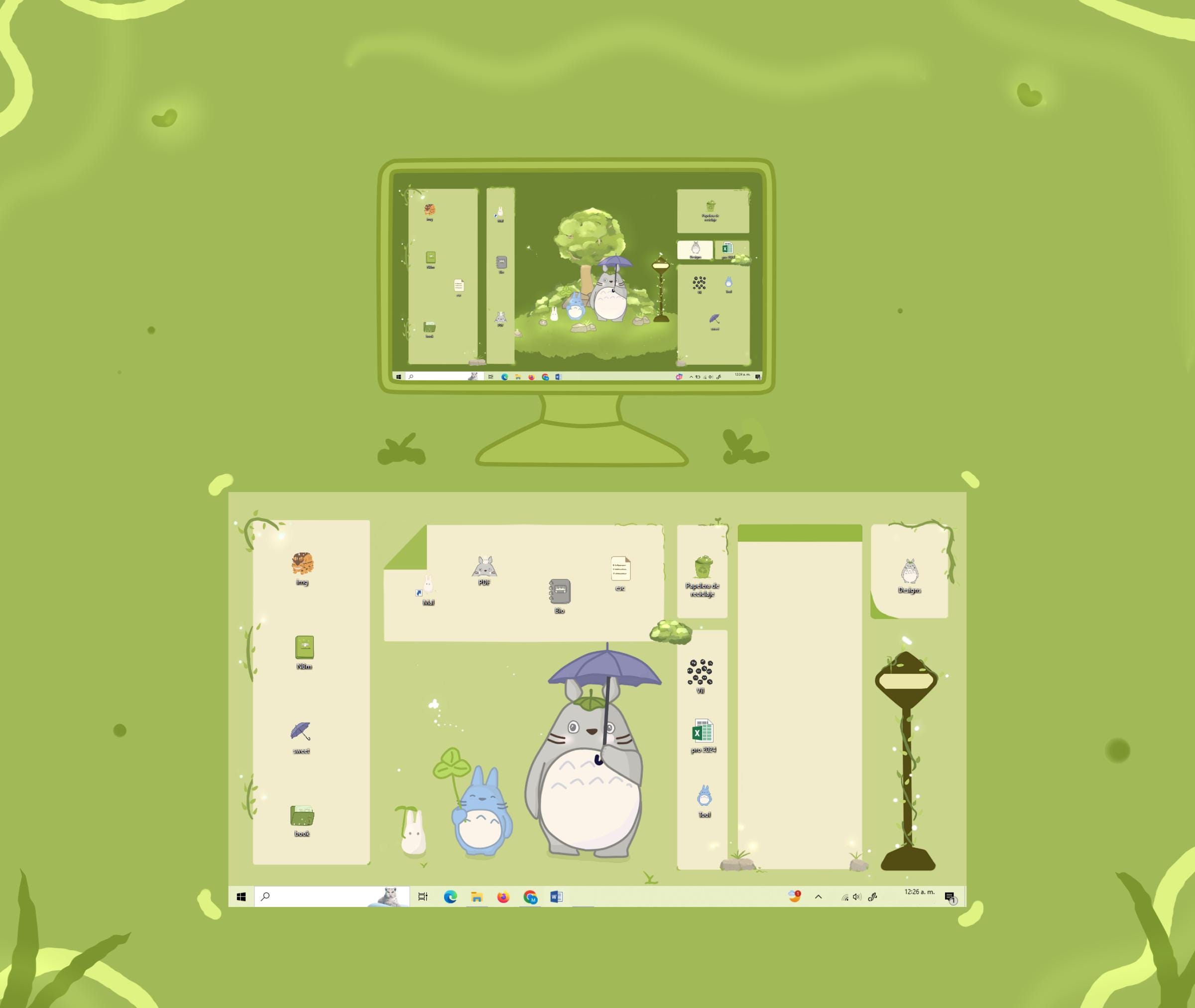 Totoro Desktop Theme Organizer Set Desktop Wallpaper Set Desktop ...