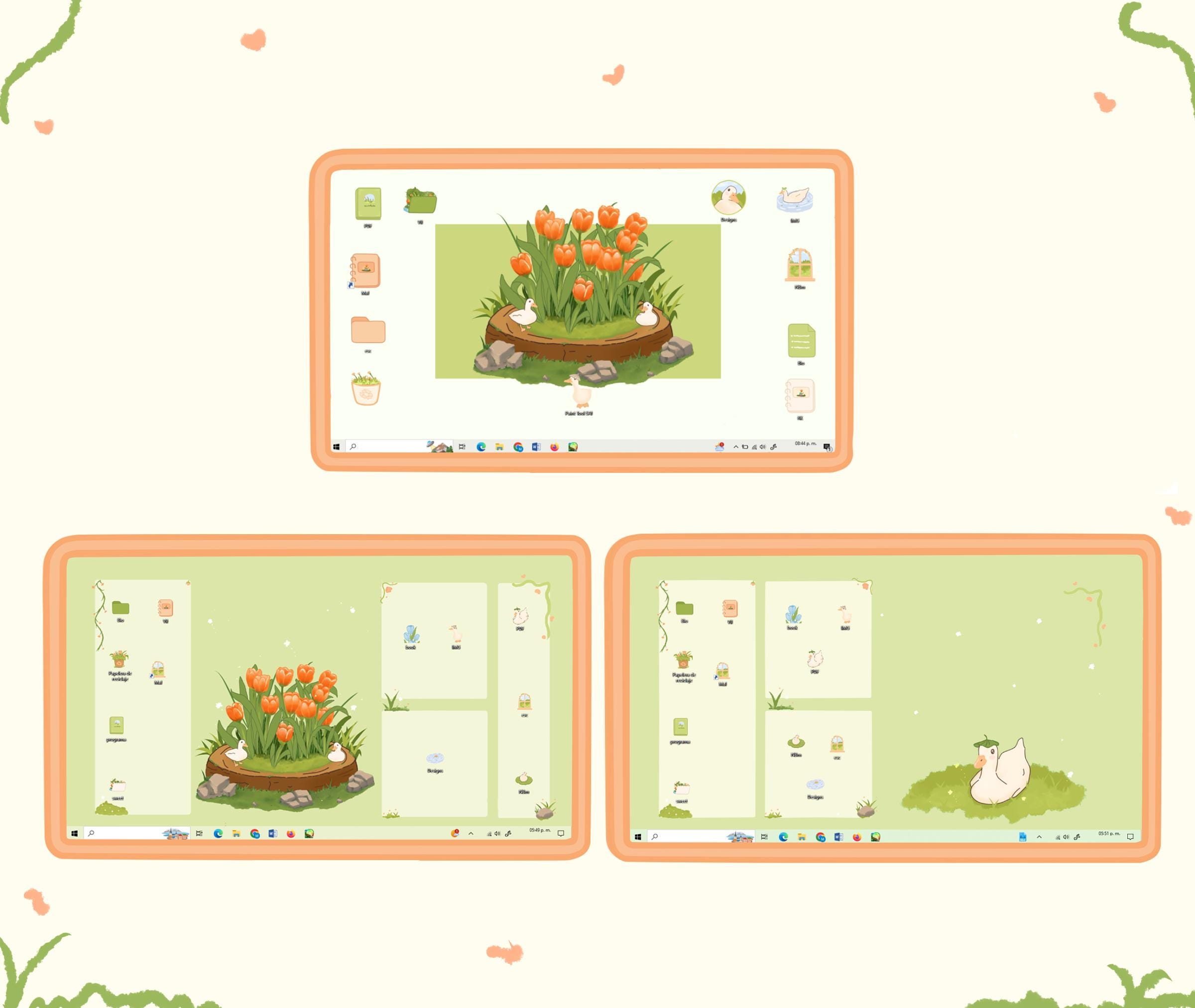 Sweet Garden Desktop Theme Organizer Set | Desktop Wallpaper Set ...