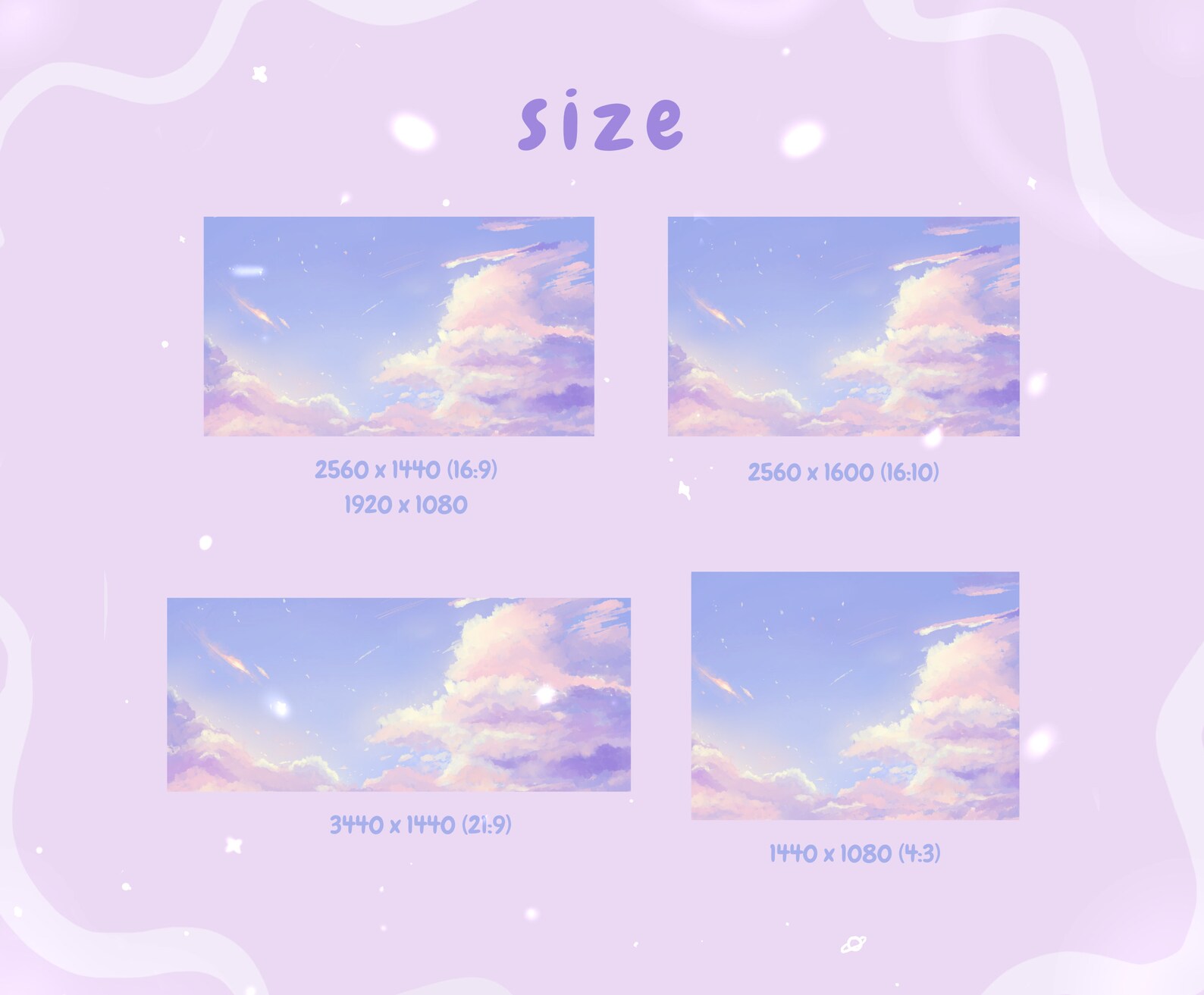 Sweet Sky Desktop Theme Organizer Set Desktop Wallpaper Set Desktop ...