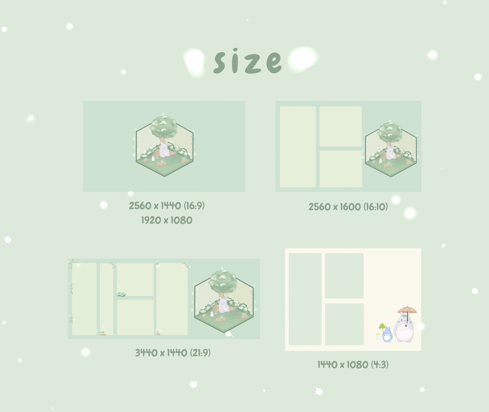 Cute Totoro Desktop Theme Organizer Set Desktop Wallpaper Set Desktop ...
