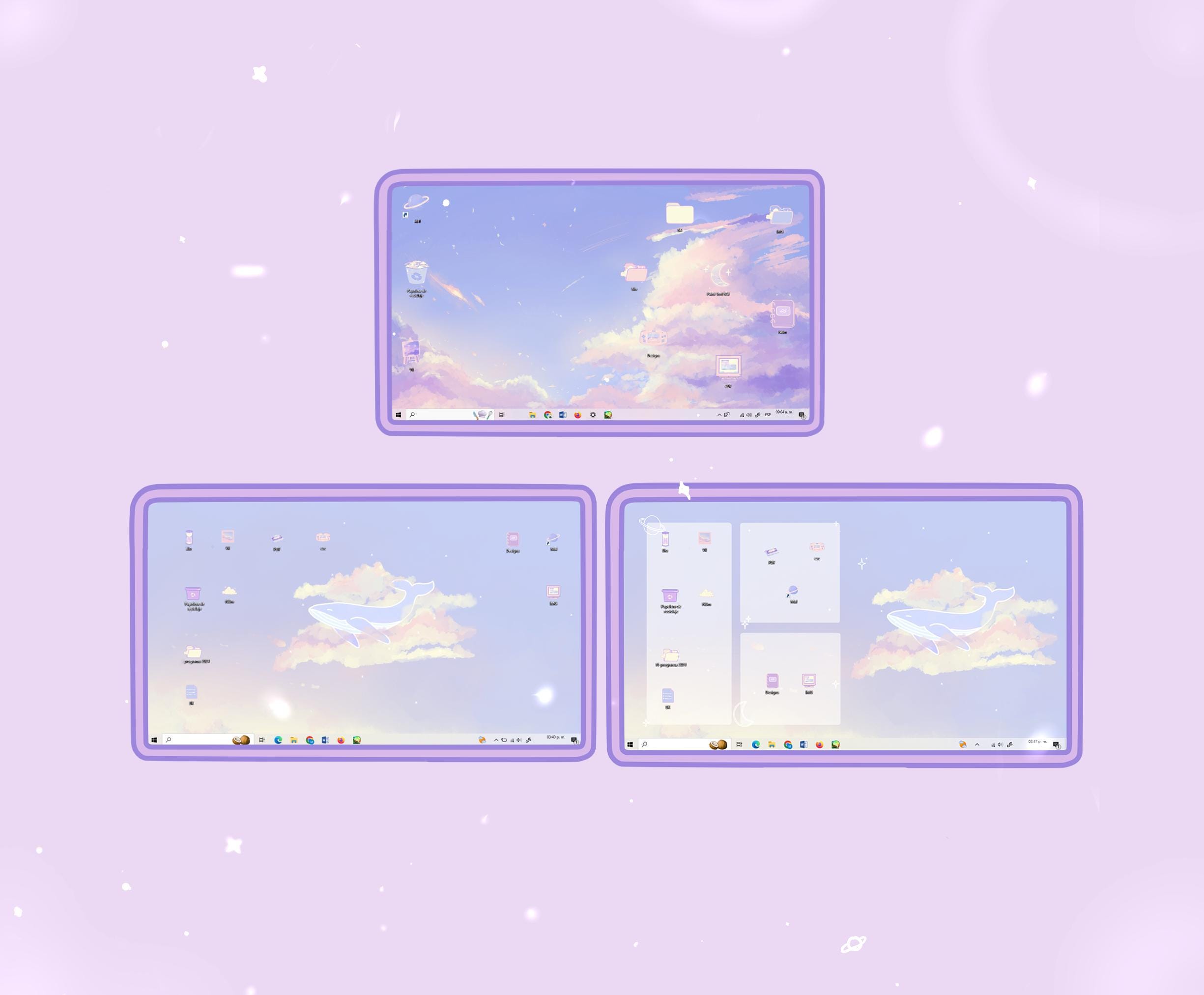 Sweet Sky Desktop Theme Organizer Set | Desktop Wallpaper Set Desktop ...