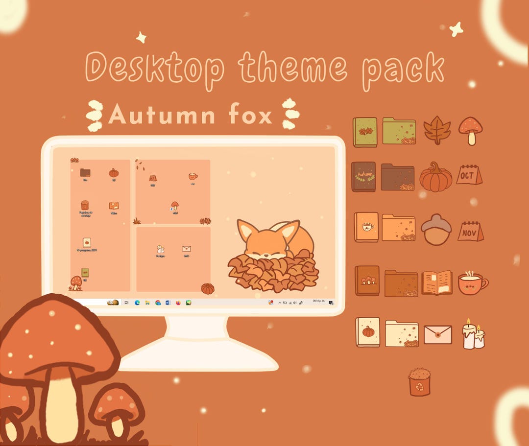 Autumn Fox Desktop Theme Organizer Set autumn Desktop Organizer Theme ...