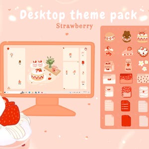 Strawberry Cake Desktop Wallpaper Organizer Desktop Wallpaper Cute ...