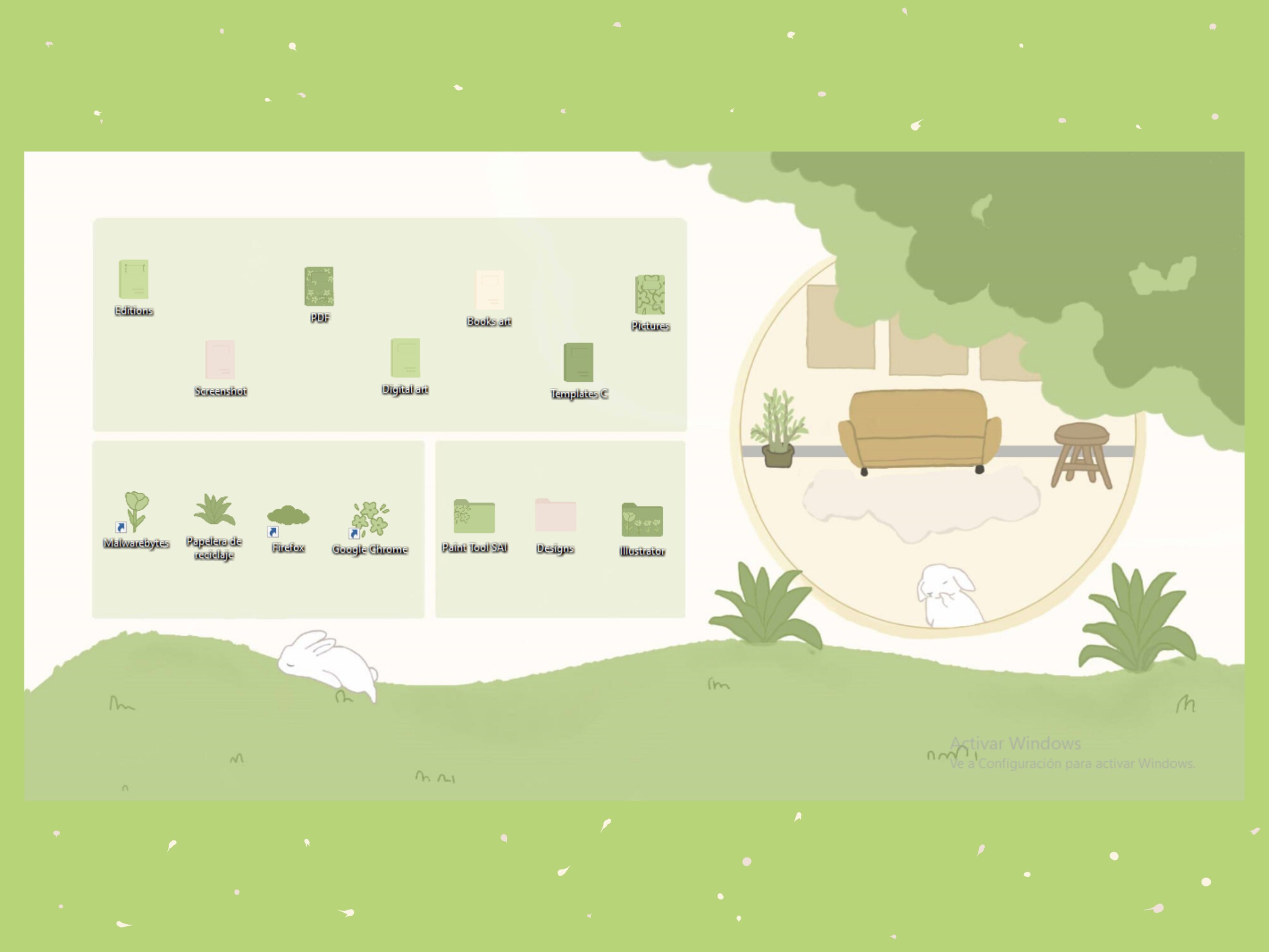 Cute Green Desktop Theme Organizer Set Desktop Organizer Desktop ...