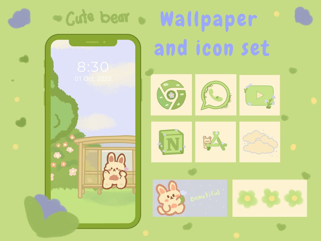 Cute Icon App Set Cute Bear Icon Pack for Ios Android Tablet - Etsy