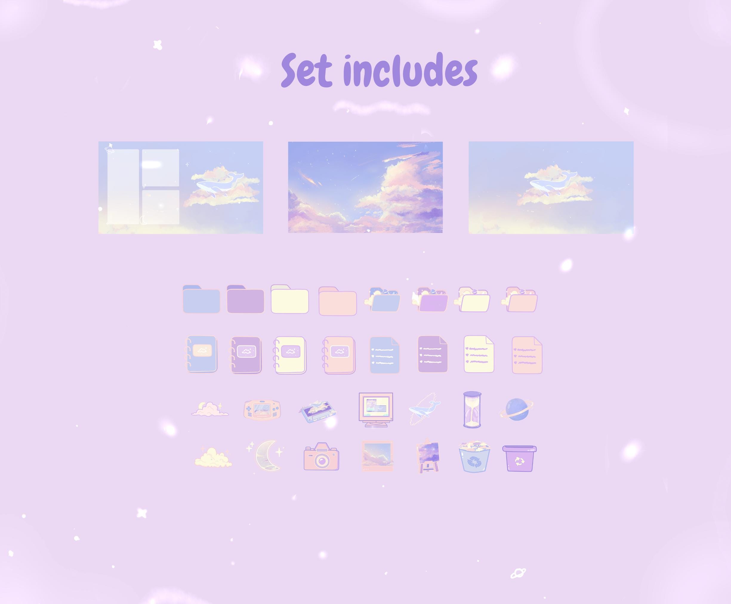Sweet Sky Desktop Theme Organizer Set | Desktop Wallpaper Set Desktop ...