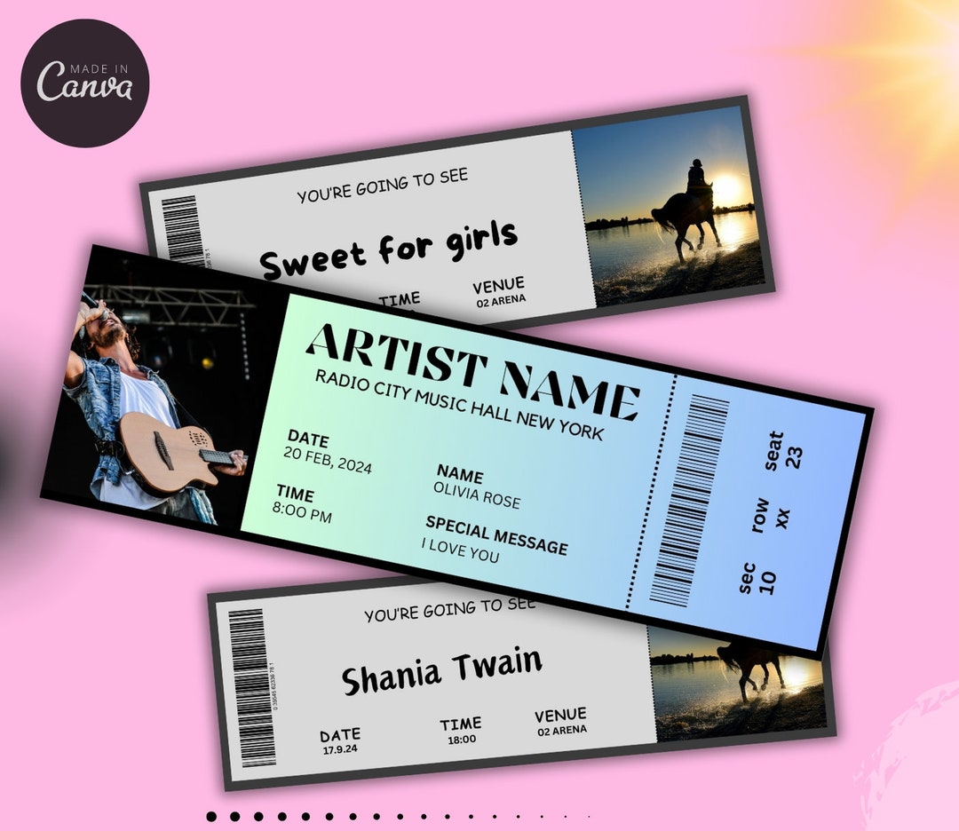 PERSONALIZED Concert Ticket Gift Souvenir Print at Home Email Delivery ...
