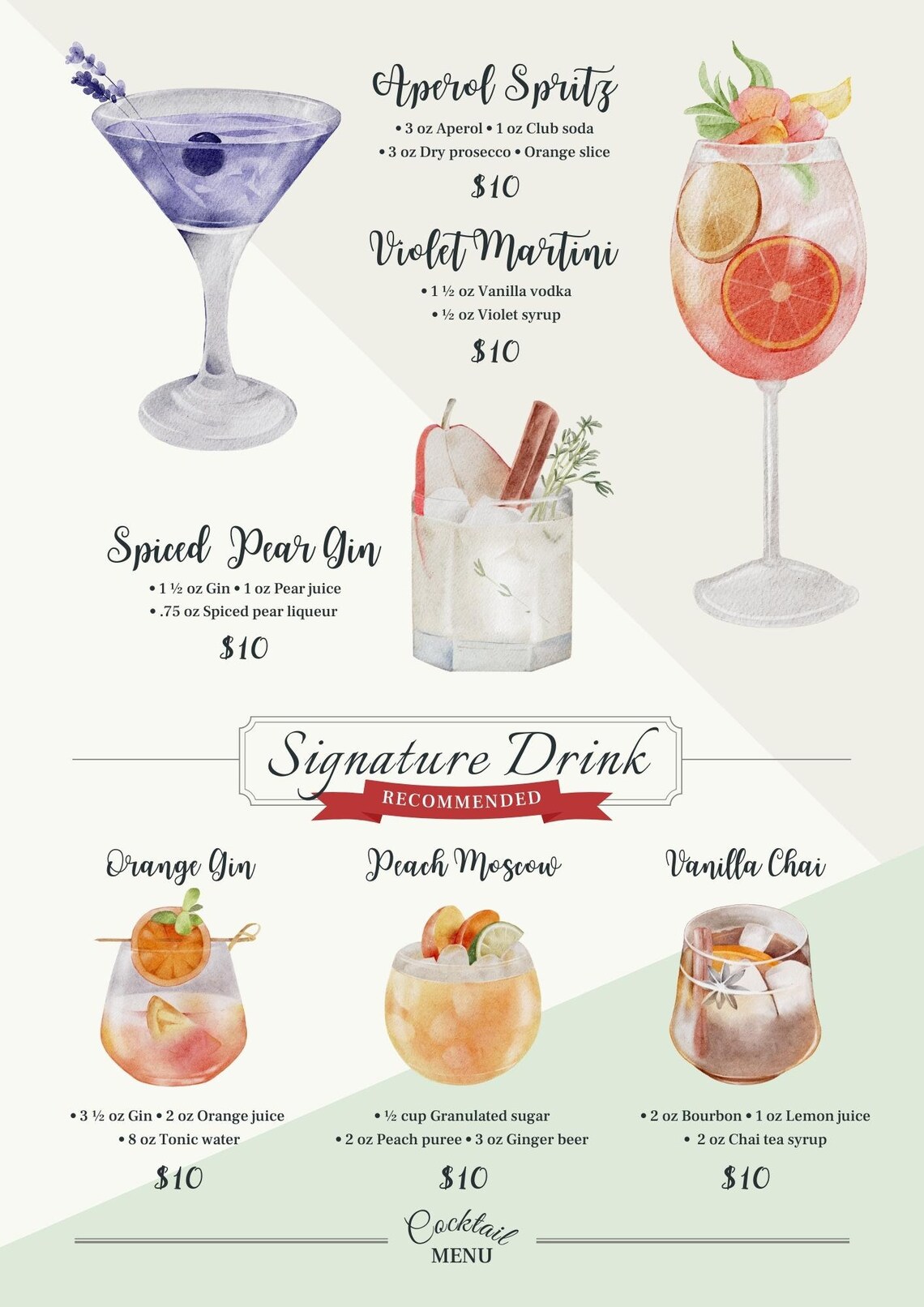 Canva Menu Template Restaurant Menu for Social Media Editable Printable ...