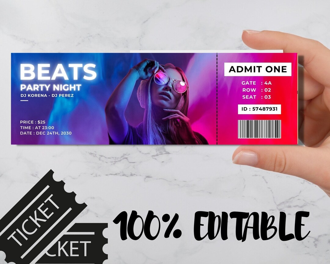 PERSONALIZED Concert Ticket Gift Souvenir Print at Home Email Delivery ...