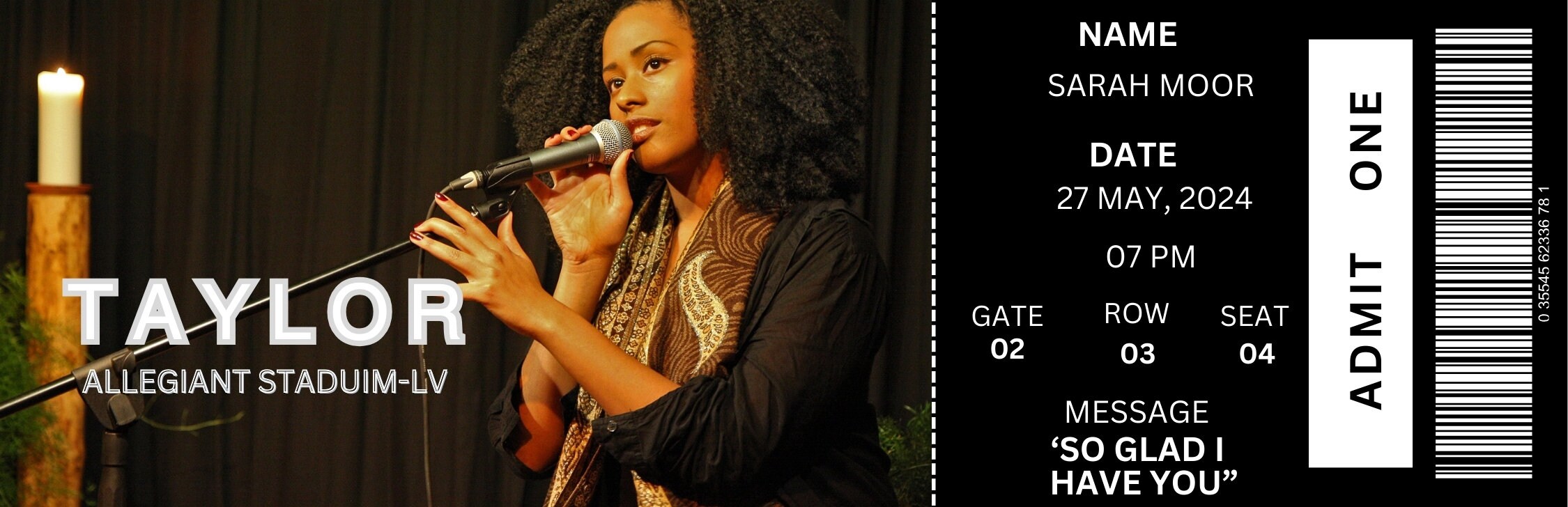 PERSONALIZED Concert Ticket Gift Souvenir Print at Home Email Delivery ...