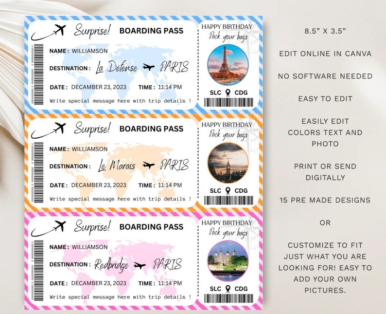 Surprise Boarding Pass Fake Boarding Pass For Surprise Destination