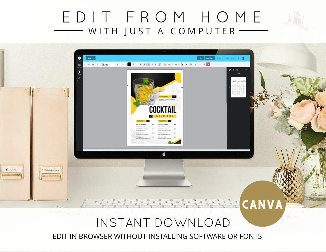 Canva Menu Template Restaurant Menu for Social Media Editable Printable ...