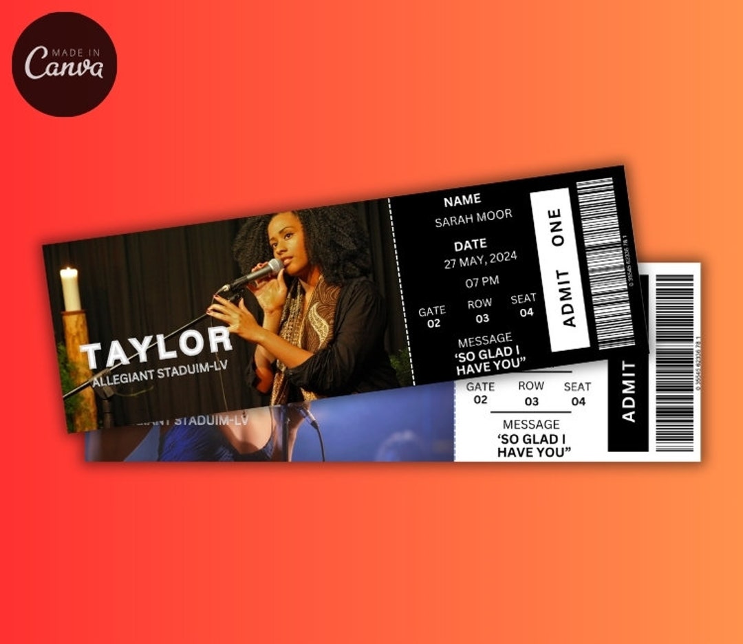 PERSONALIZED Concert Ticket Gift Souvenir Print at Home Email Delivery ...