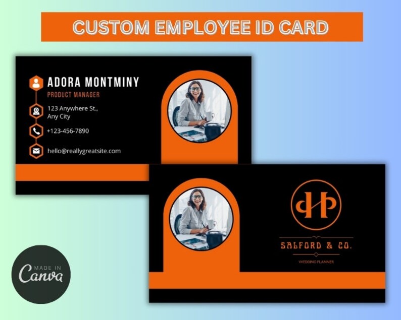 Employee Card Editable Template, Minimalist DIY Edit BUSINESS Sampler ...