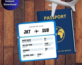 Personalized Surprise Boarding Pass Surprise Holiday Reveal Destination ...