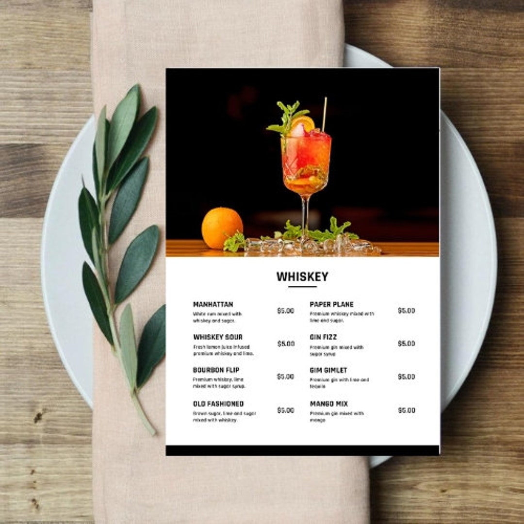 Canva Menu Template Restaurant Menu for Social Media Editable Printable ...