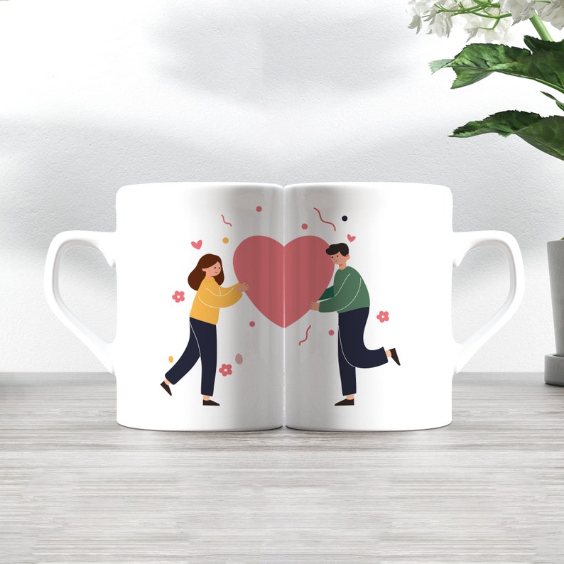 Digital Cute Couple Mug Design, Printable Gift Coffee Lover, Valentine ...