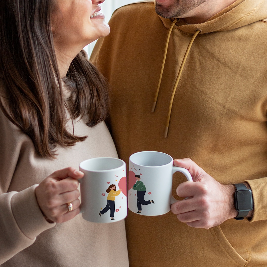 Digital Cute Couple Mug Design, Printable Gift Coffee Lover, Valentine ...