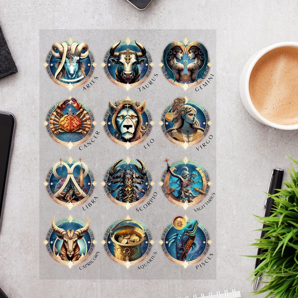 Zodiac Sign Labels Digital - Etsy
