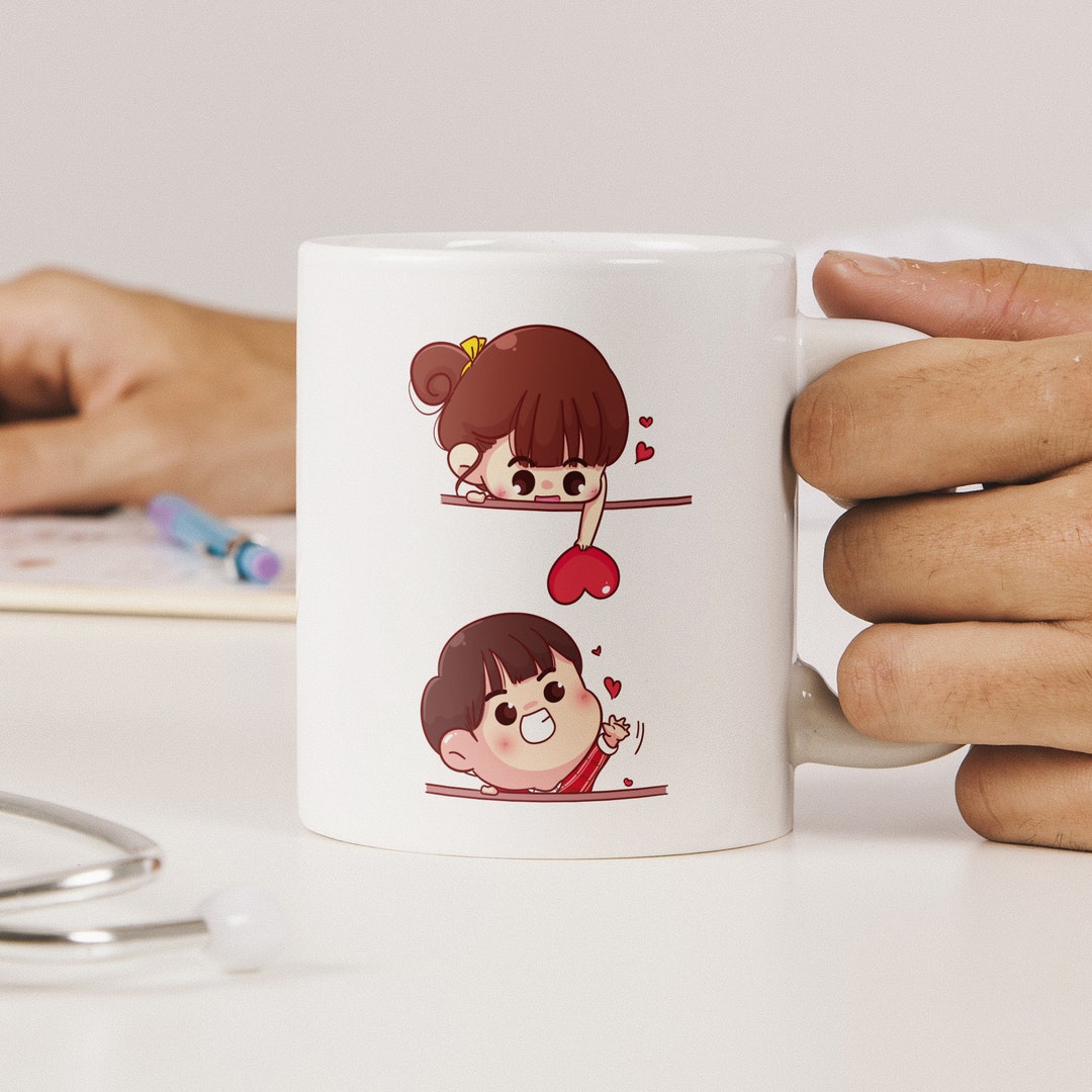 Cute Lover Printable Tumbler Mug Design for Couple Souvenir Anniversary ...