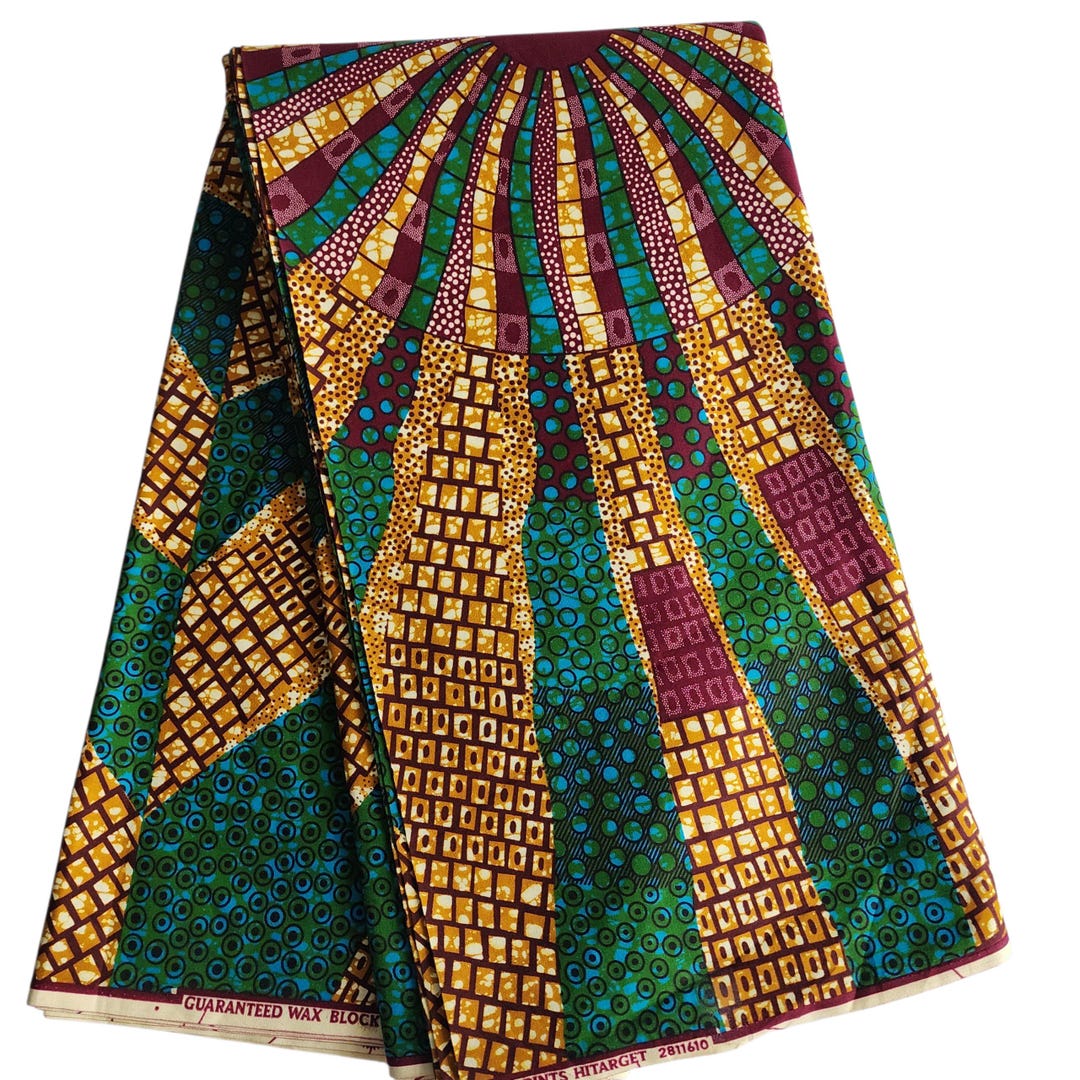 Brown and Green African Print Fabric, Ankara Fabric, African Fabric by ...