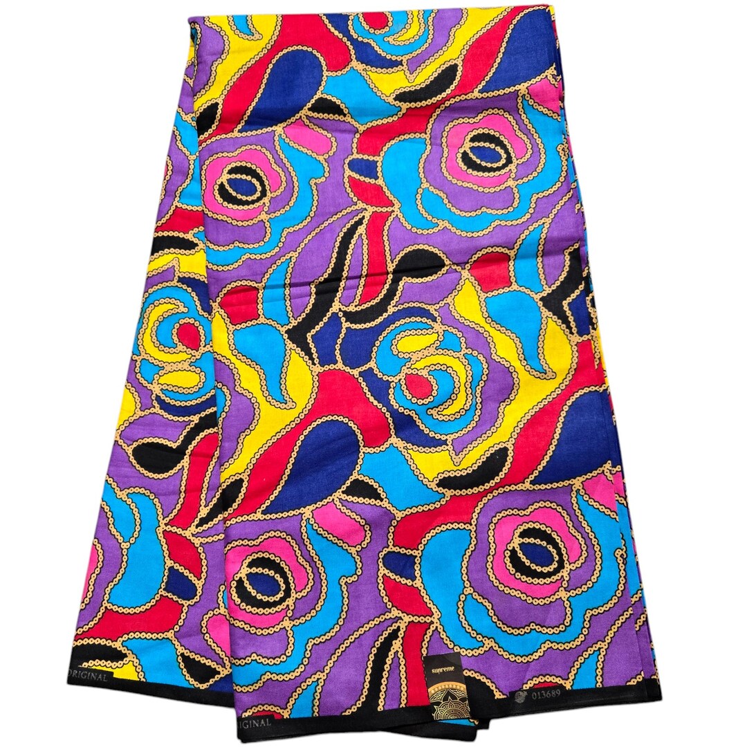 Blue and Pink African Print Fabric, Ankara Fabric, 100% Cotton Fabric ...