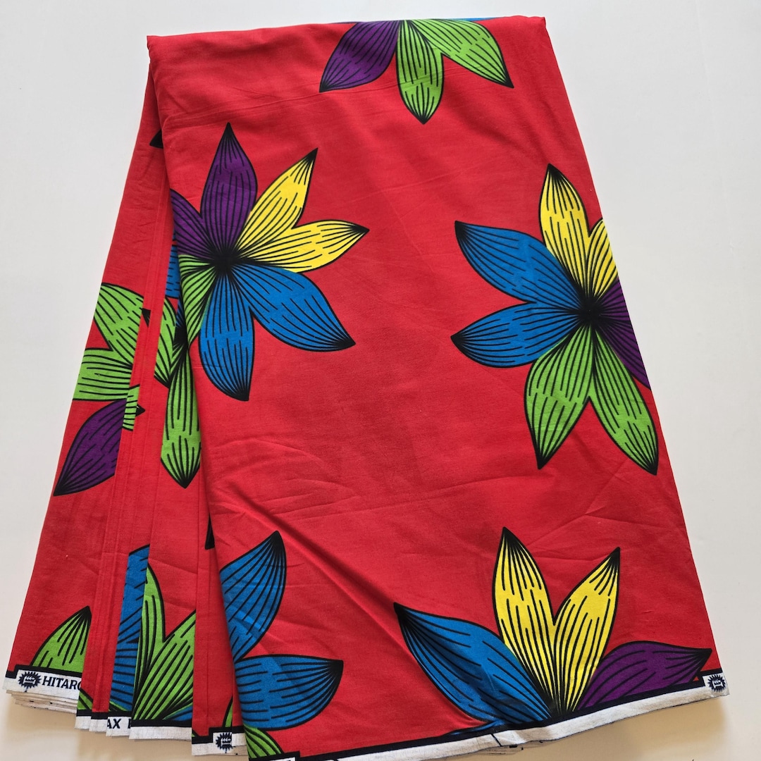 Red and Blue African Ankara Fabric, African Fabric by the Fold, African ...