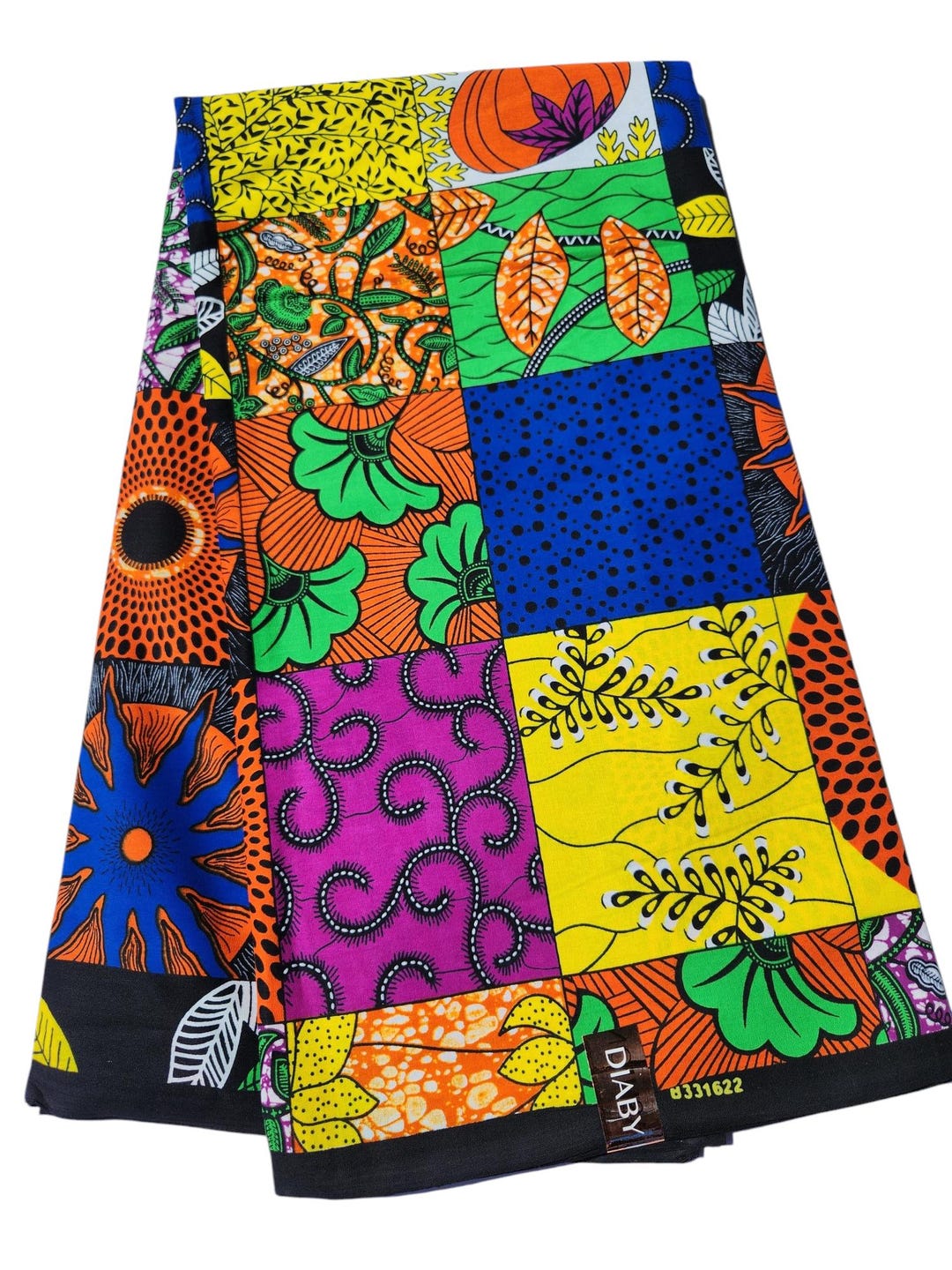 Yellow Patchwork Fabric African Ankara Print Fabric, African Fabric by ...