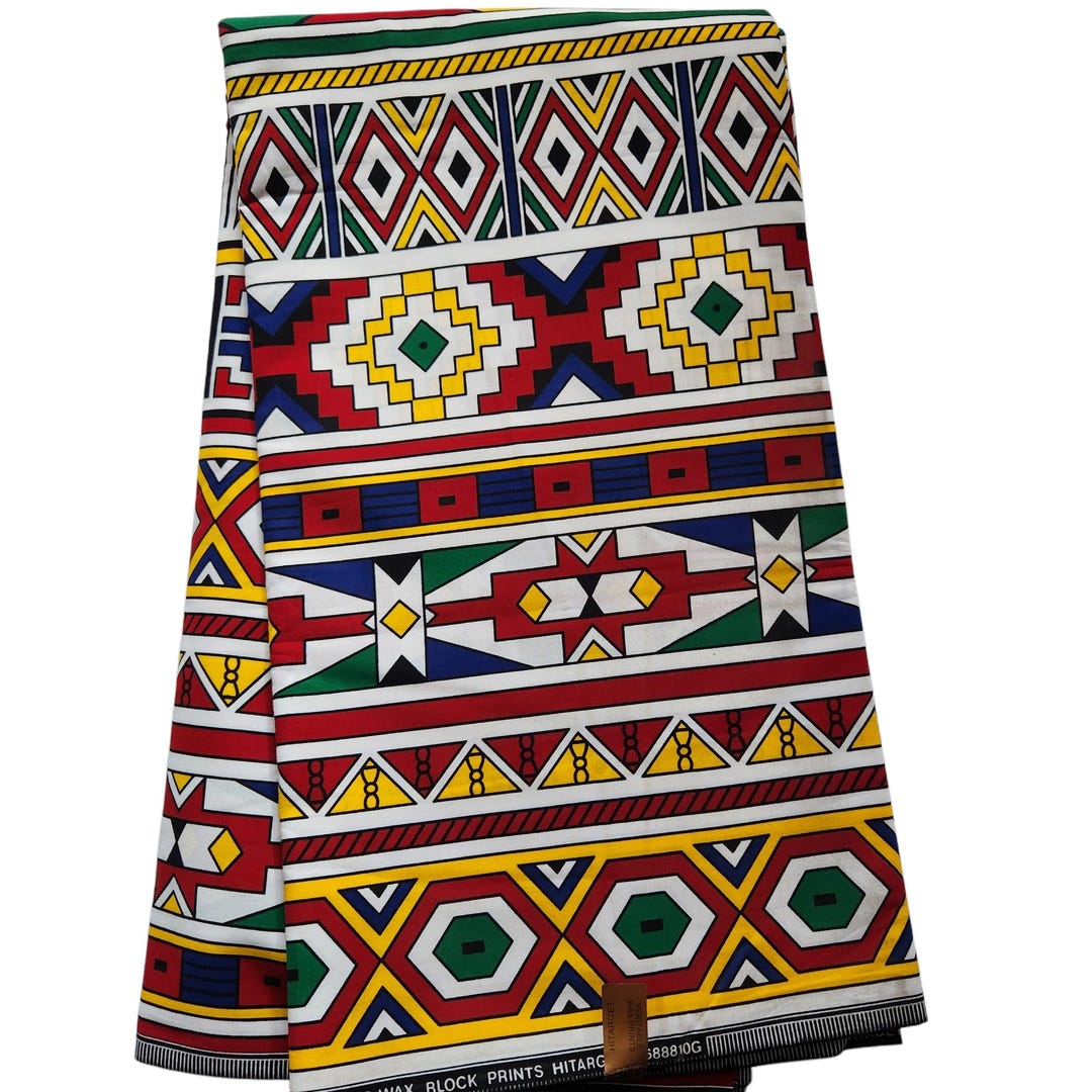 White and Red Tribal African Print Fabric, Ankara Fabric, African ...