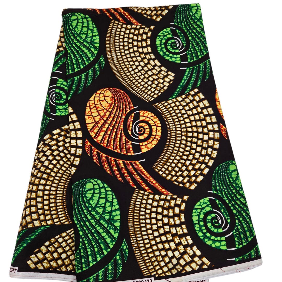 Brown and Green African Ankara Fabric, African Fabric by the Yard ...