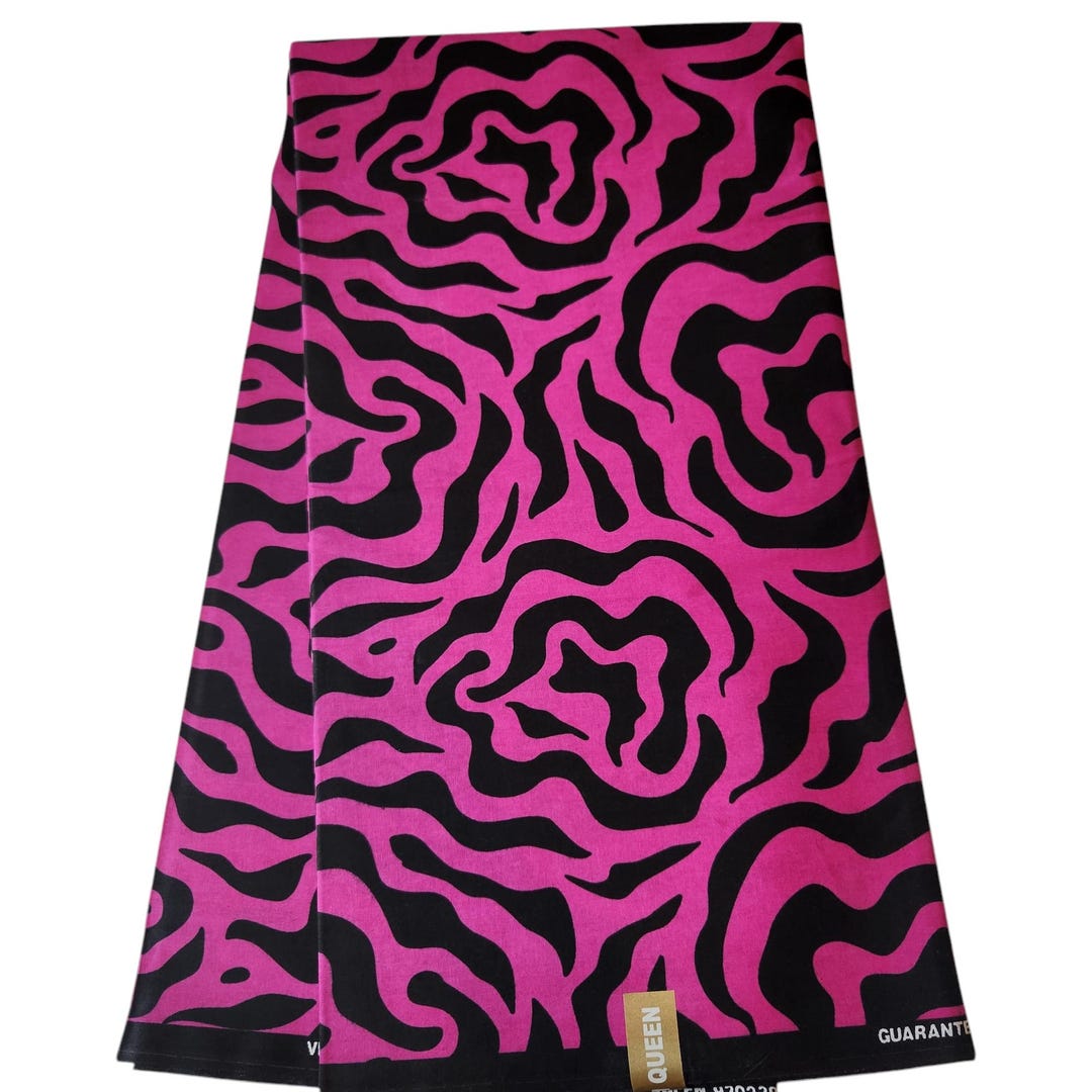 Pink and Black African Ankara Fabric, African Fabric by the Yard ...