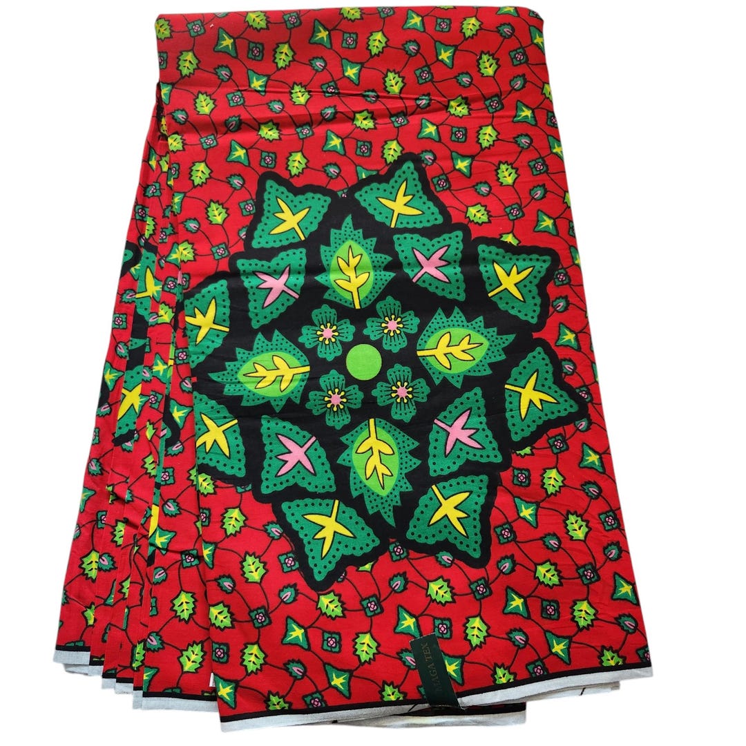 Red and Green African Ankara Fabric, African Fabric by the Yard ...
