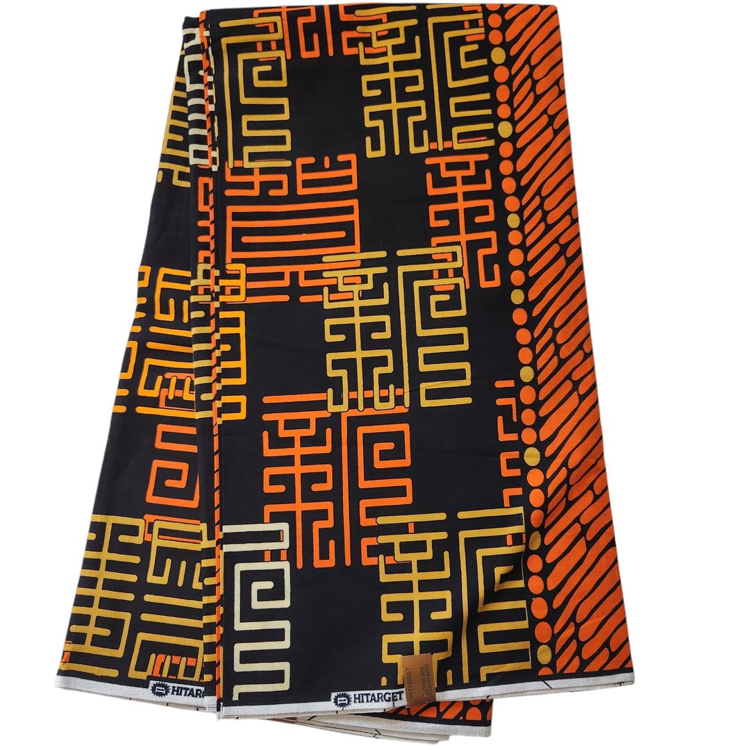 Orange and Black African Ankara Fabric, African Fabric by the Yard ...
