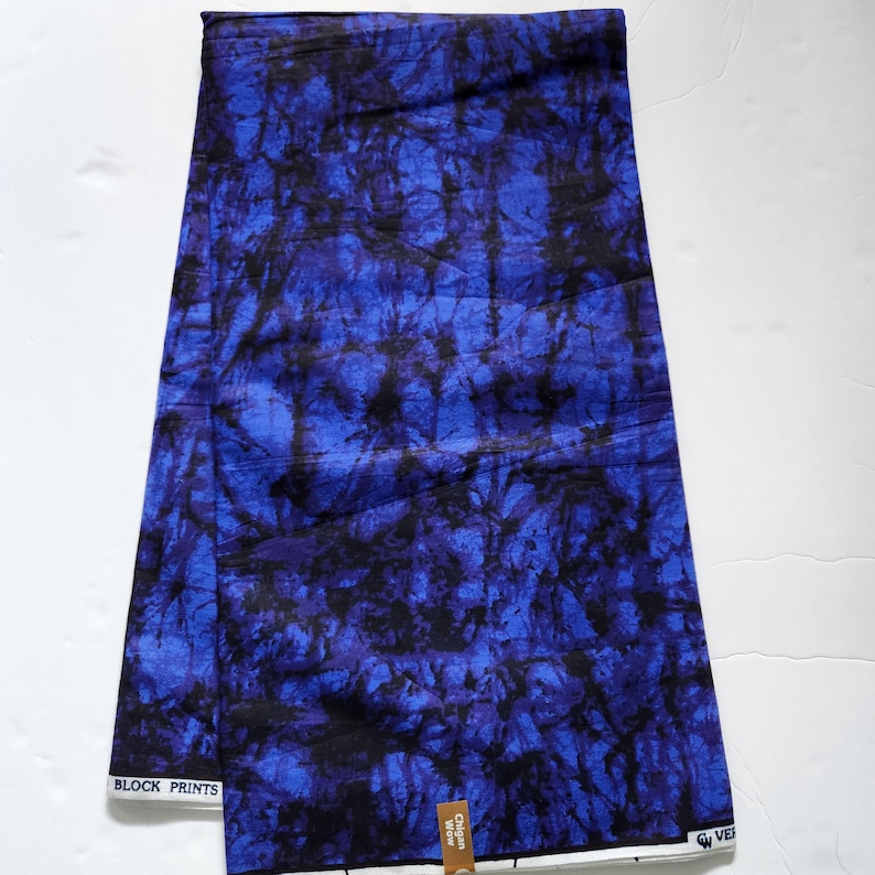 Blue and Black African Print Fabric, African Fabric by the Fold ...