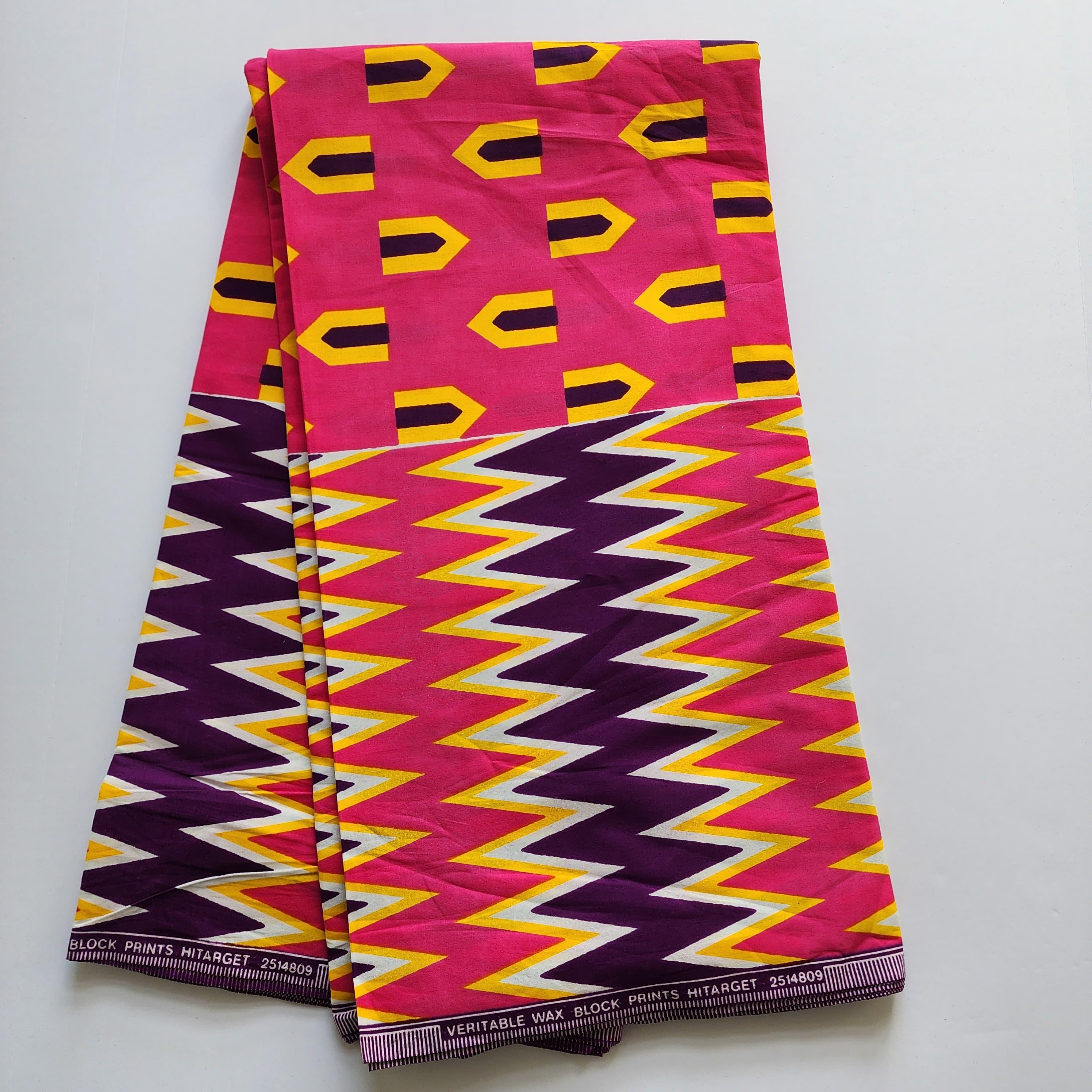 Pink and Purple Kente African Ankara Fabric, African Fabric by the Yard ...