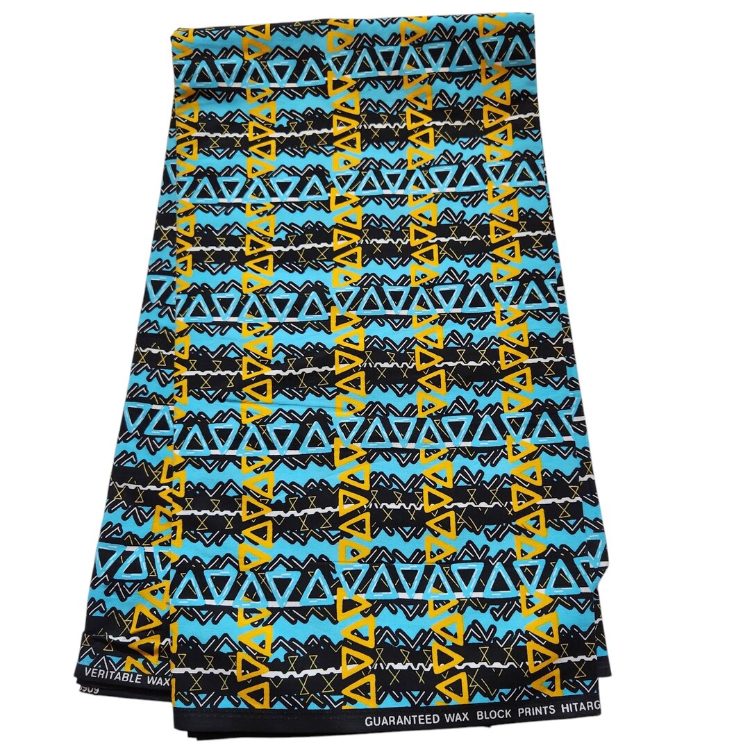 Blue and Black African Print Fabric, African Fabric by the Fold ...