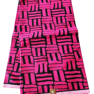 Pink and Black African Ankara Fabric, African Fabric by the Yard ...