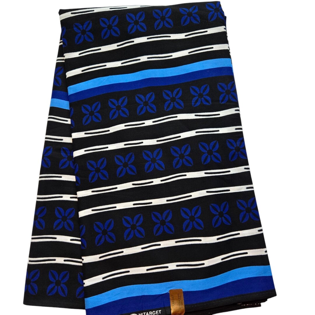 Blue and Black African Ankara Fabric, African Fabric by the Yard ...