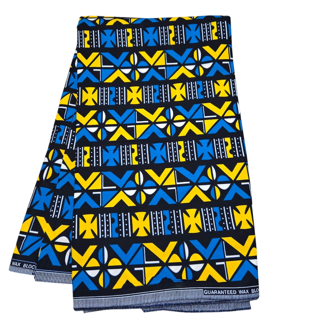Blue and Yellow African Print Fabric, Ankara Fabric, African Fabric by ...