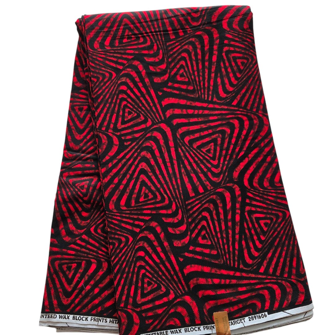 Red and Black African Ankara Fabric, African Fabric by the Yard ...