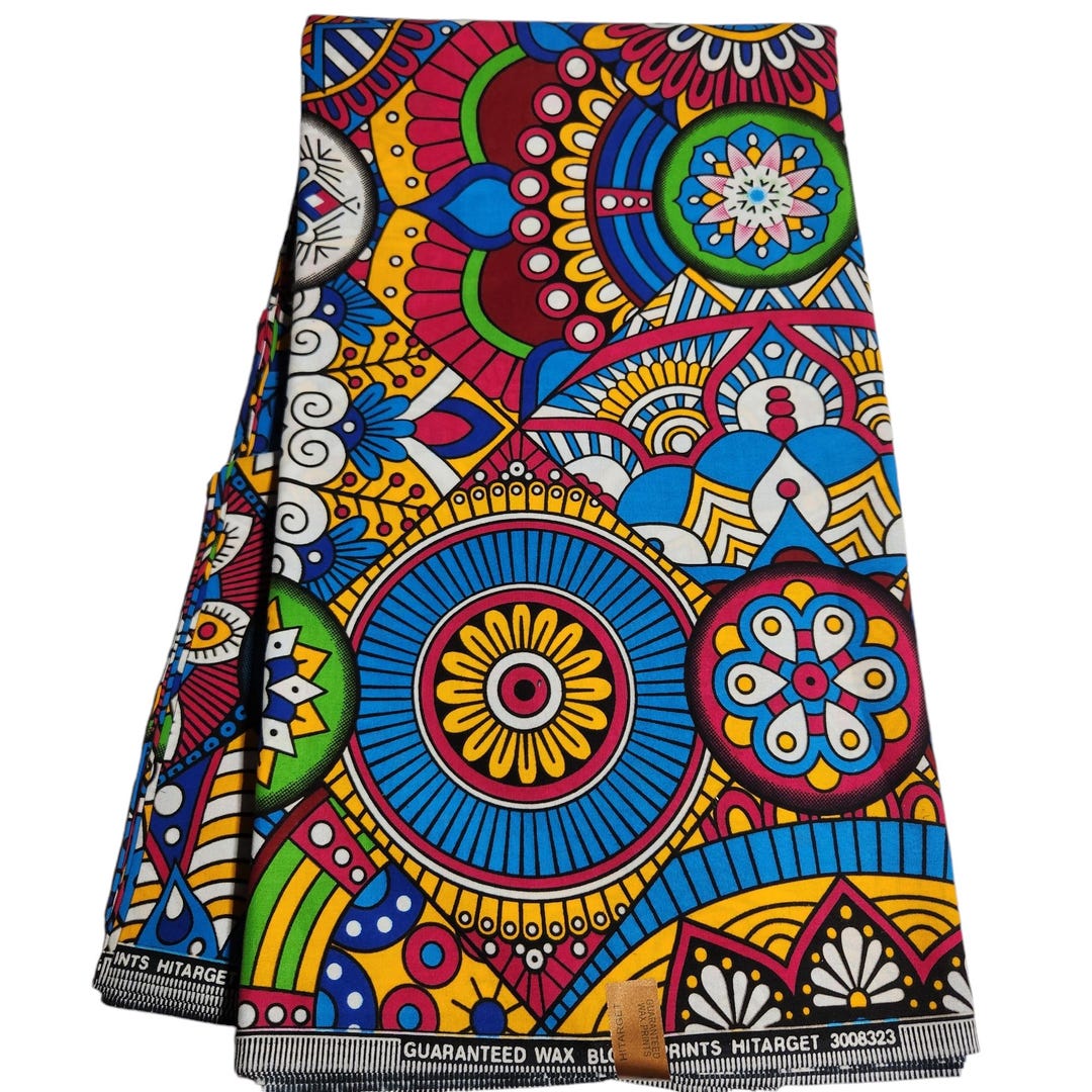 Blue and Pink African Print Fabric, African Fabric by the Fold, African ...