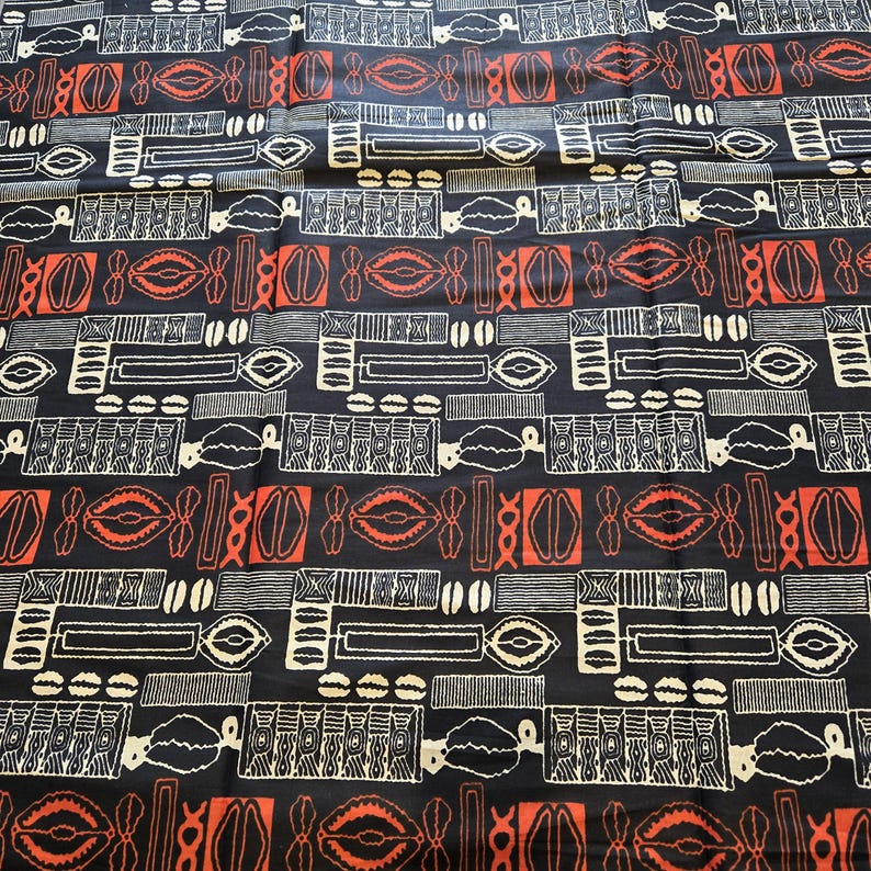 Black Tribal African Ankara Fabric, African Fabric by the Fold, African ...